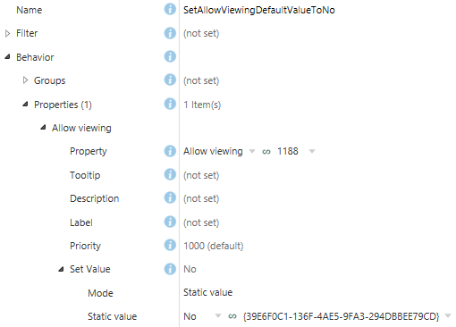 Set The Default For A Boolean Property To No Server Configuration 8360