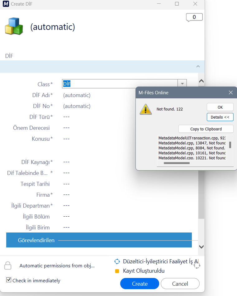 Error Encountered While Creating Object General Topics Forums M Files Community
